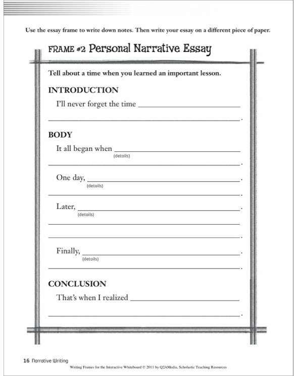 Writing Frames for the Interactive Whiteboard by