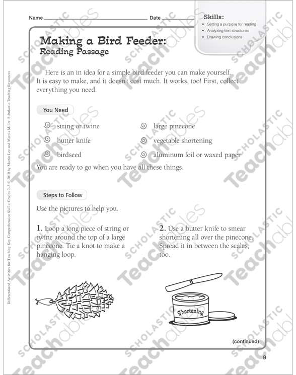 Making a Bird Feeder (Informational Article, How-to"): Differentiated ...