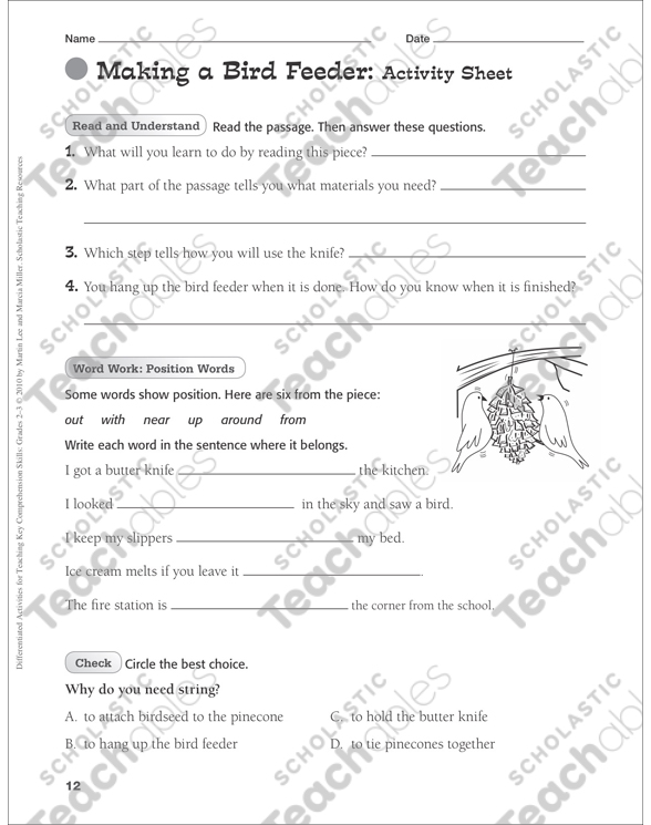 Making a Bird Feeder (Informational Article, How-to"): Differentiated ...