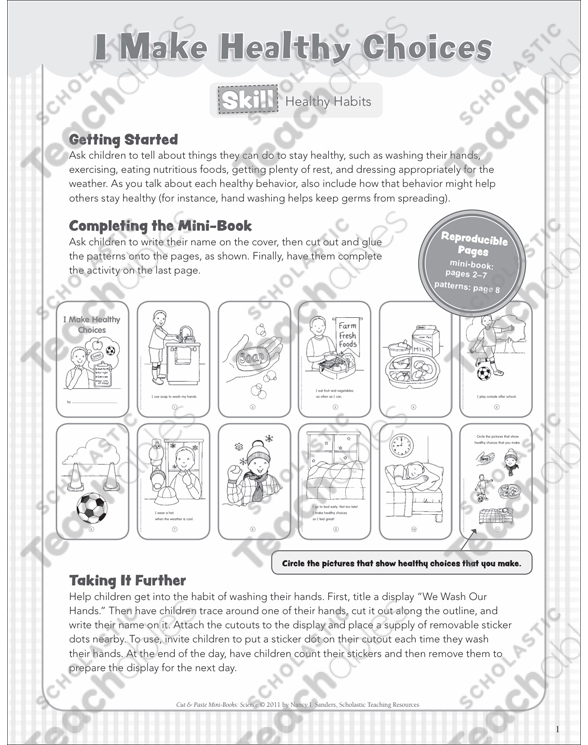 I Make Healthy Choices (Healthy Habits): Science Cut-& Paste Mini-Book by