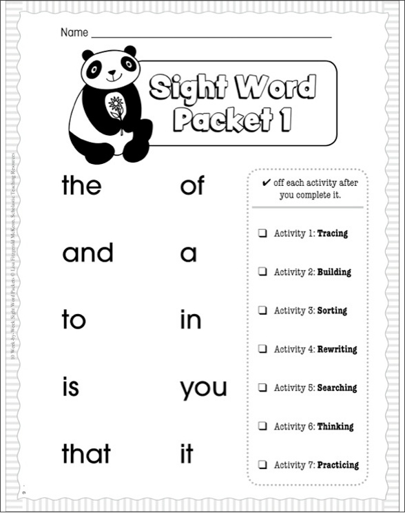 10 Week-by-Week Sight Word Packets by Lisa Fitzgerald McKeon