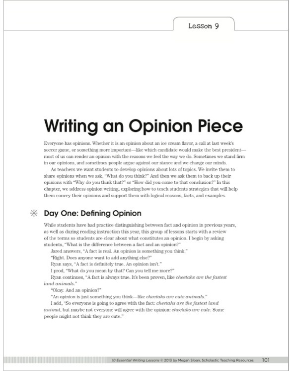 Writing an Opinion Piece: Writing Mini-Lesson by