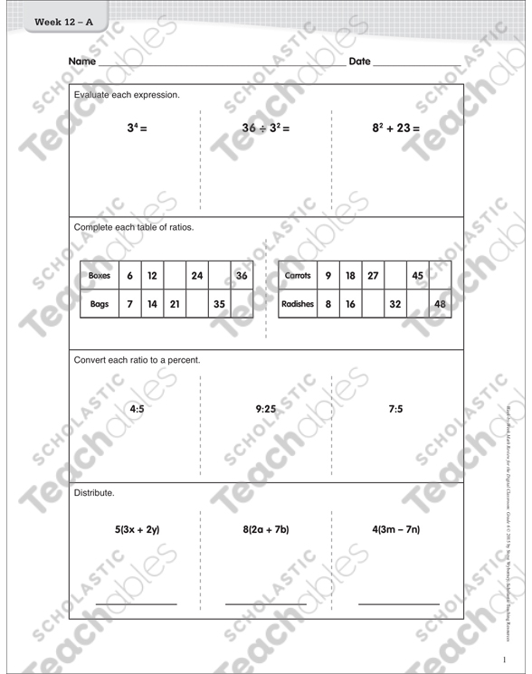 Math Review: Exponents, Ratios, Percentages, Distributive Property with ...