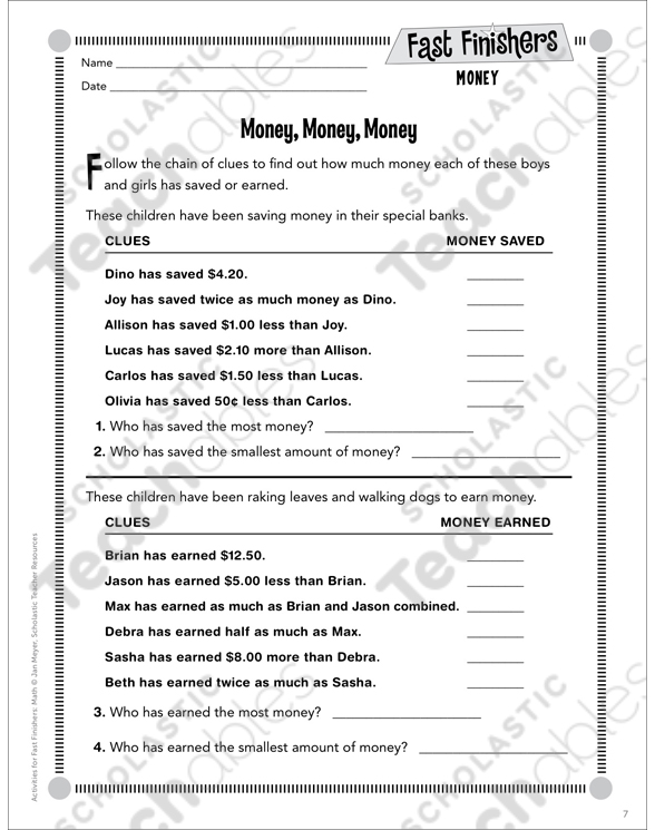 Money Grade 5 Differentiation Pack by