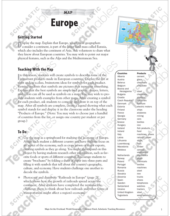 Europe (Reading a Political Map): Map Skills - Grades 4-8 by