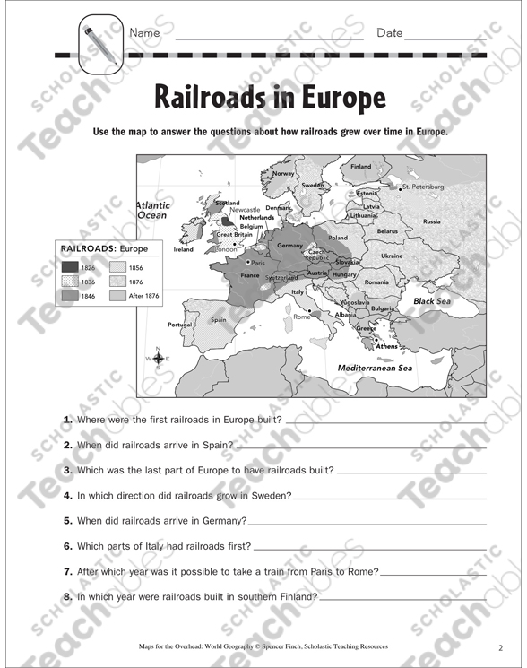 Europe (Reading a Political Map): Map Skills - Grades 4-8 by