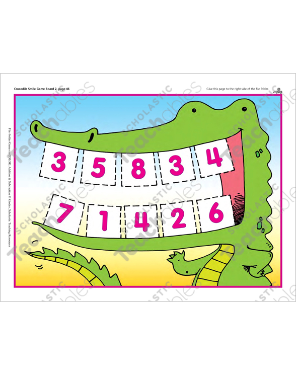 File-folder Game - Subtraction: Crocodile Smile (subtraction facts from ...