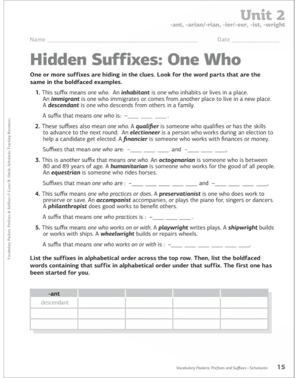 Vocabulary Packets: Prefixes & Suffixes by Liane Onish