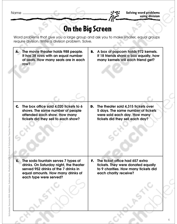 Division Story Problems Grade 5 Differentiation Pack by