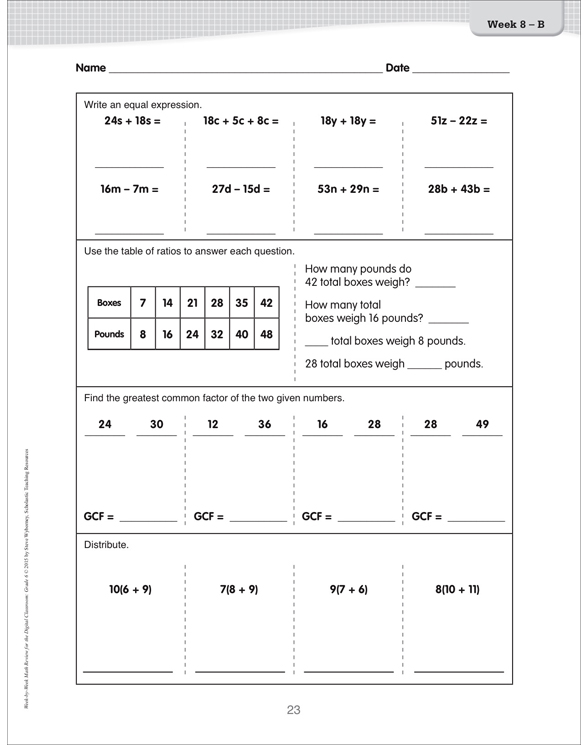 Week-by-Week Math Review for the Digital Classroom: Grade 6 by Steve ...