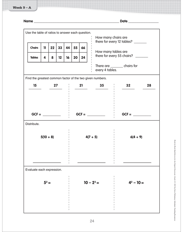 Week-by-Week Math Review for the Digital Classroom: Grade 6 by Steve ...