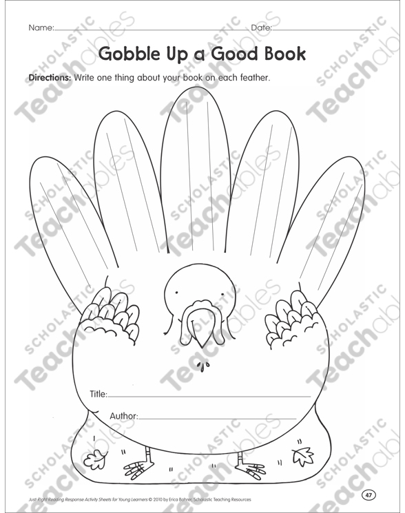 Gobble Up a Good Book: Reading Response Graphic Organizer by