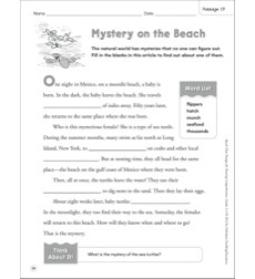 Mystery on the Beach: Quick Cloze Passage (Grades 2-3) by