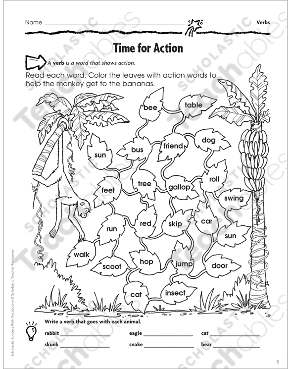 Action Verbs Grade 2 Differentiation Pack by