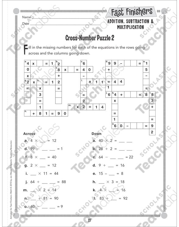 Cross Number Puzzle Addition Subtraction Multiplication Fast cross-number-puzzle-addition-subtraction-multiplication-fast