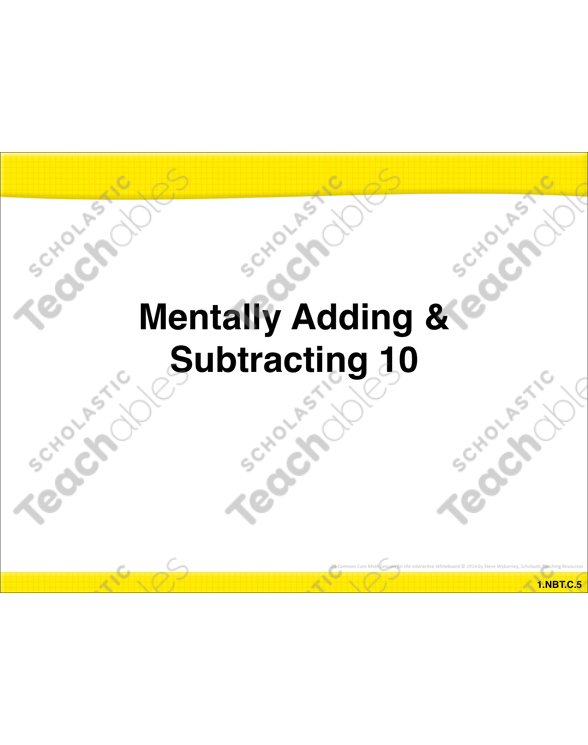 Mentally Adding & Subtracting 10: Math Lesson by
