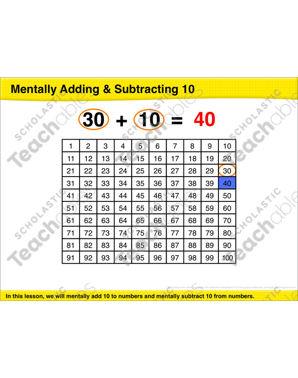 Mentally Adding & Subtracting 10: Math Lesson by