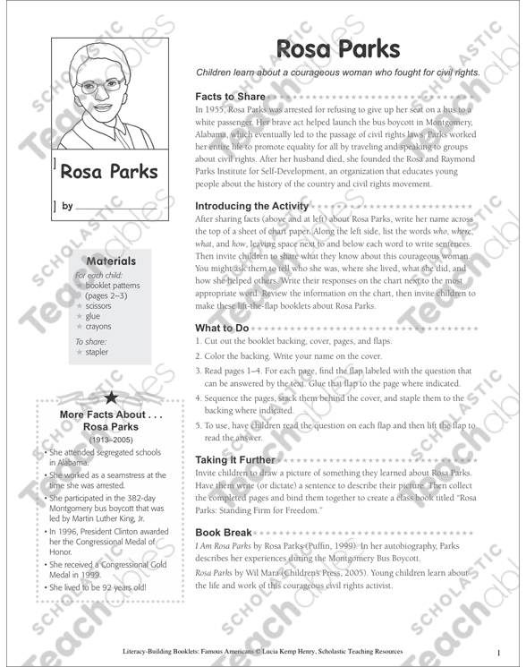 Literacy-Building Booklet: Rosa Parks by