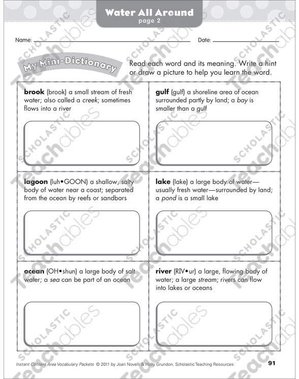Water All Around: Social Studies Vocabulary Packet by
