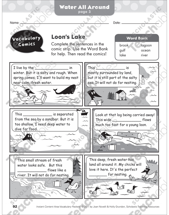 Water All Around: Social Studies Vocabulary Packet by