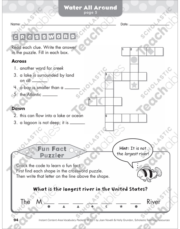 Water All Around: Social Studies Vocabulary Packet by