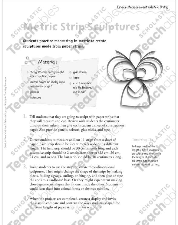 Metric Strip Sculptures (Linear Measurement/Metric Units): Quick & Easy ...