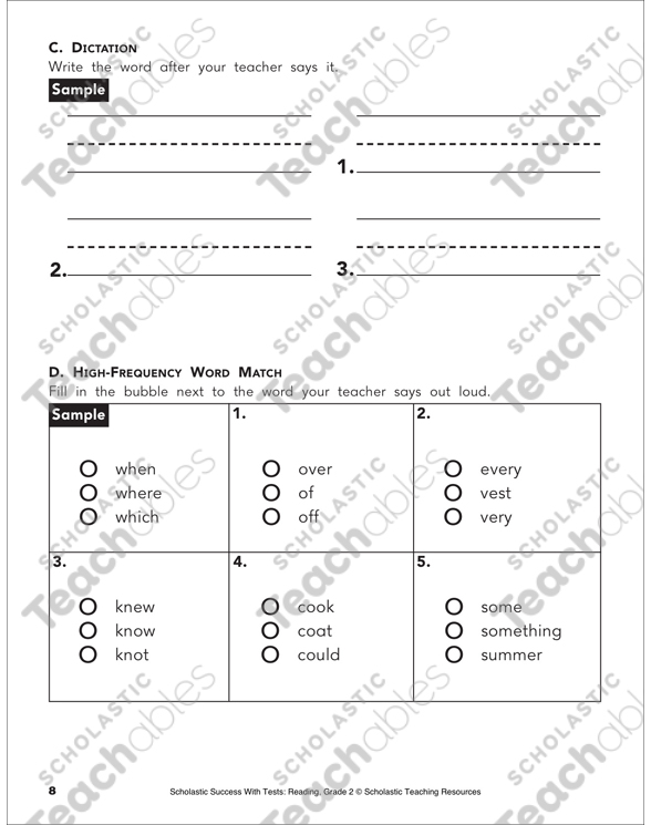 Practice Test 2: Reading Skills (Grade 2) by