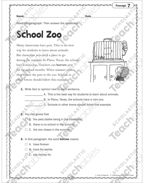 School Zoo: Grade 2 Close Reading Passage by