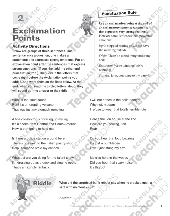End Punctuation (Periods/Question Marks/Exclamation Points): Professor ...