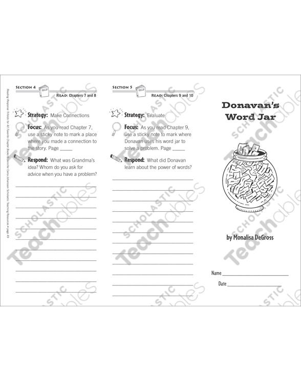 Donovan's Word Jar (Level N): Reading Response Trifold by