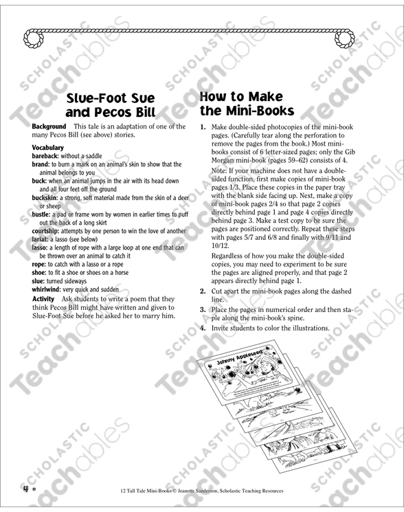 Tall Tales: Slue-Foot Sue and Pecos Bill: Tall Tale Mini-Book by