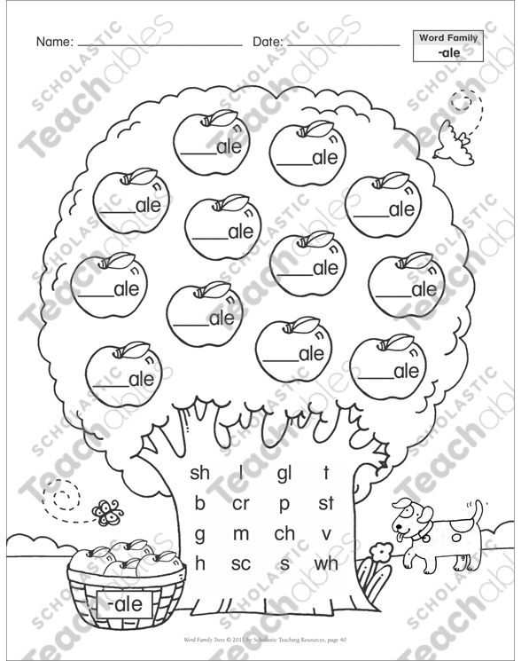 Long Vowel (-ale): Word Family Tree by
