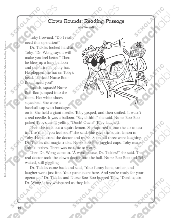 Clown Rounds (Realistic Fiction): Differentiated Comprehension Activity ...