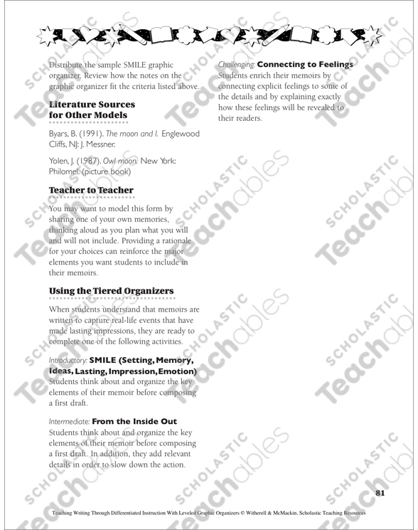 Memoir: Leveled Graphic Organizers for Differentiated Instruction ...