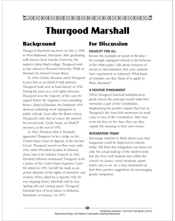 Thurgood Marshall: Read-Aloud Play, Civil Rights by
