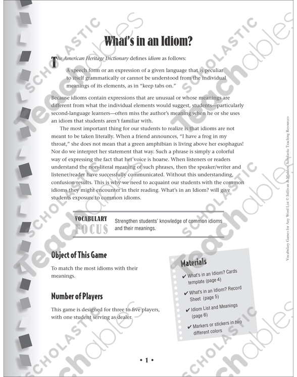 What's in an Idiom?: Clues in Context Game by