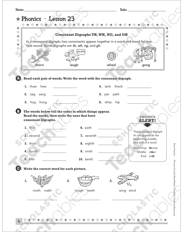 Consonant Digraphs (CH, SH, PH, TH, WH, NG, and GH): Phonics Unit by