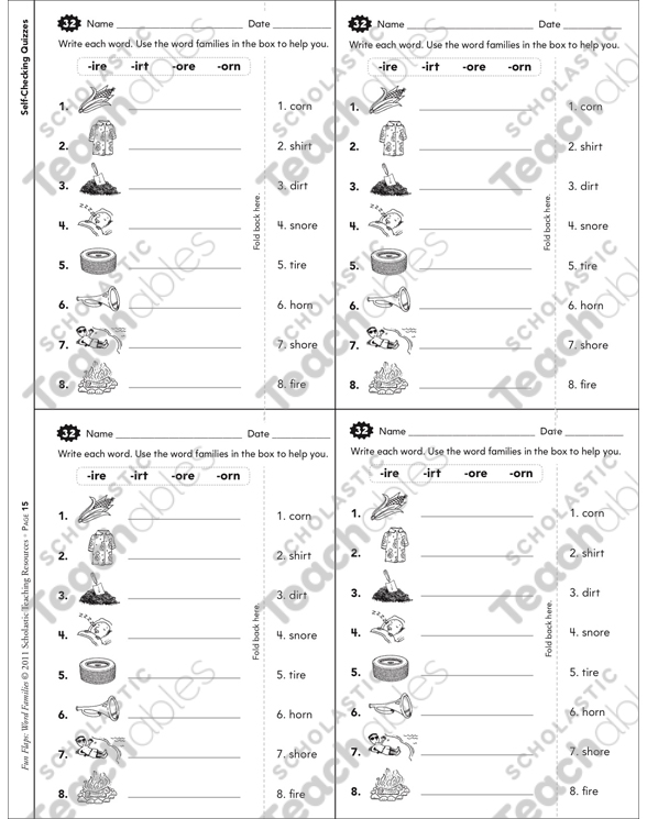 R-Controlled Vowels (-ire, -irt, -ore, -orn): Fun-Flaps Word Families ...