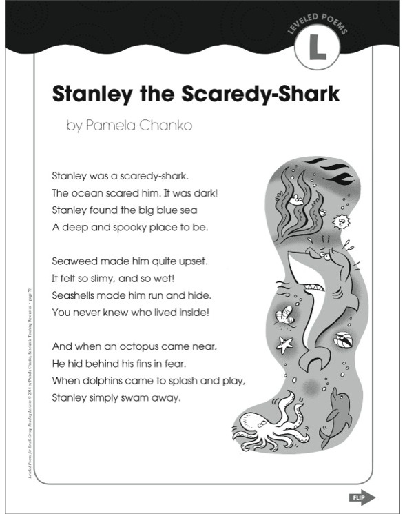 Stanley the Scaredy-Shark: Level L Poem for Small Group Reading by