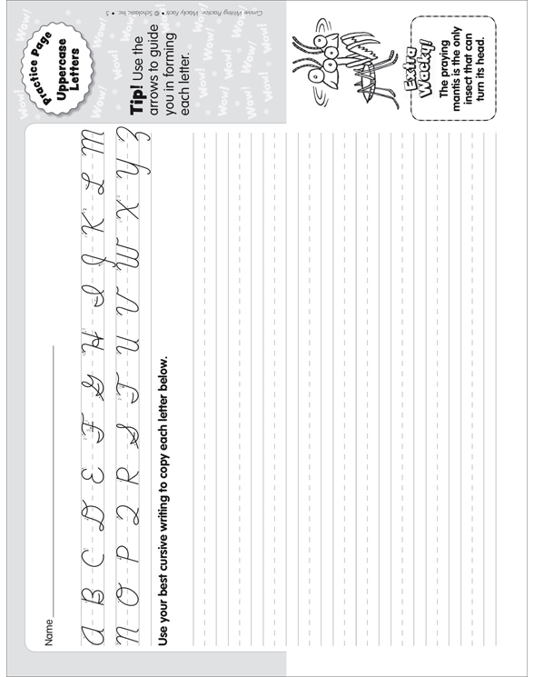 Cursive Writing Practice: Wacky Facts by Violet Findley