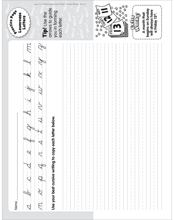 Cursive Writing Practice: Wacky Facts by Violet Findley