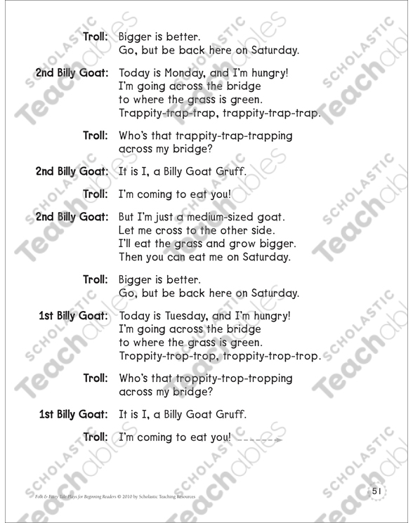 The Three Billy Goats Gruff: A Beginning Reader Play by