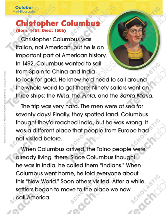 Christopher Columbus (October/Columbus Day): Famous American of the ...