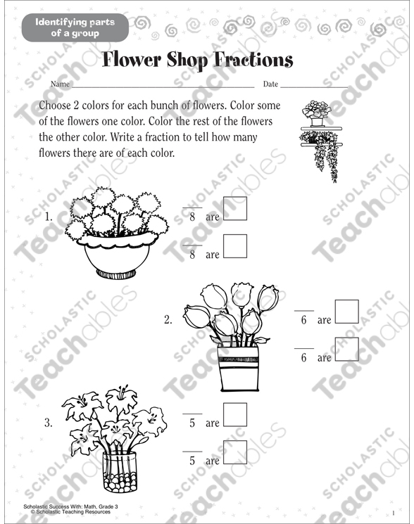 Flower Power Fractions (Identifying Parts of a Group): Scholastic ...