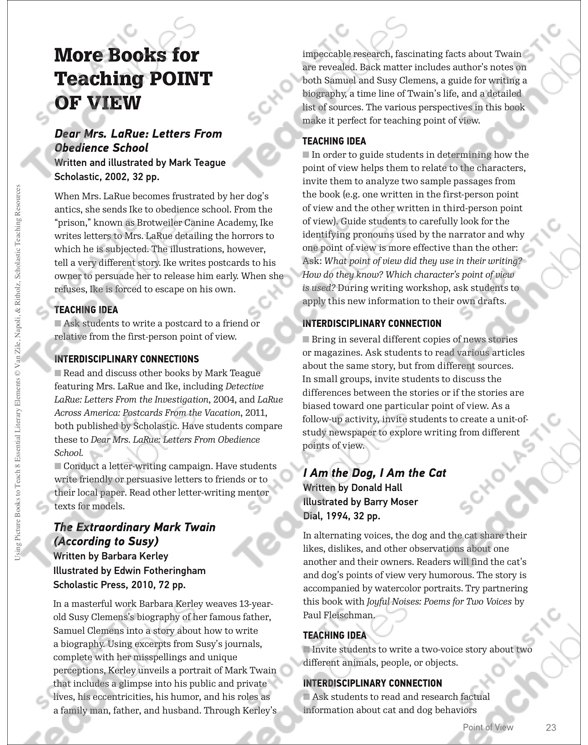 Point of View: Using Picture Books to Teach Literary Elements by