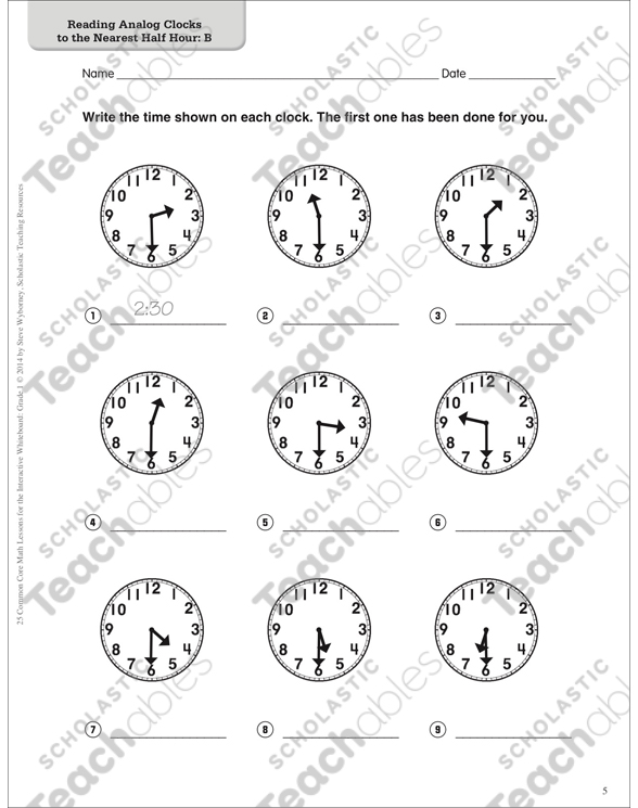 Reading Analog Clocks to the Nearest Half Hour: Math Lesson by