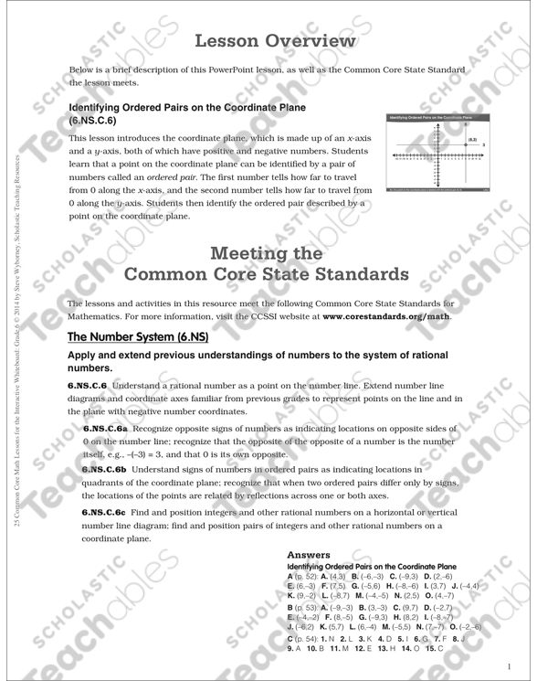 Identifying Ordered Pairs on the Coordinate Plane: Math Lesson by