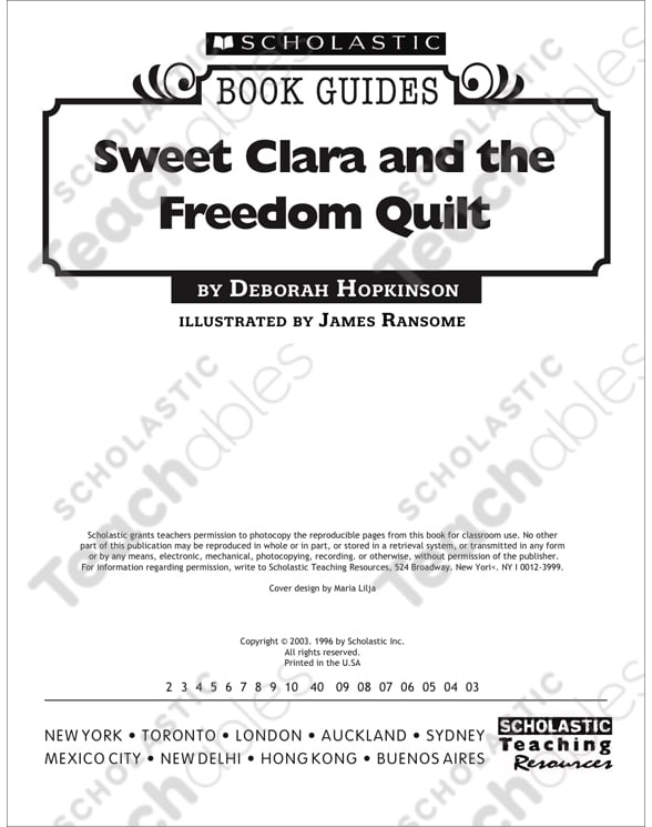 Book Guide: Sweet Clara and the Freedom Quilt by