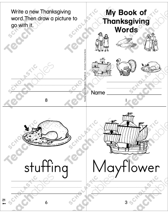 My Book of Thanksgiving Words: Sight Word Mini-Book by