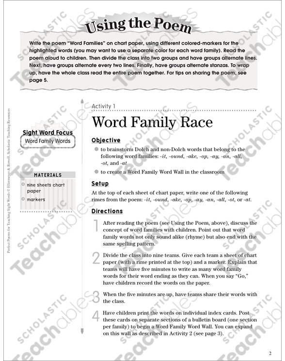 Word Families (Word Family Words): Sight Words Poem by